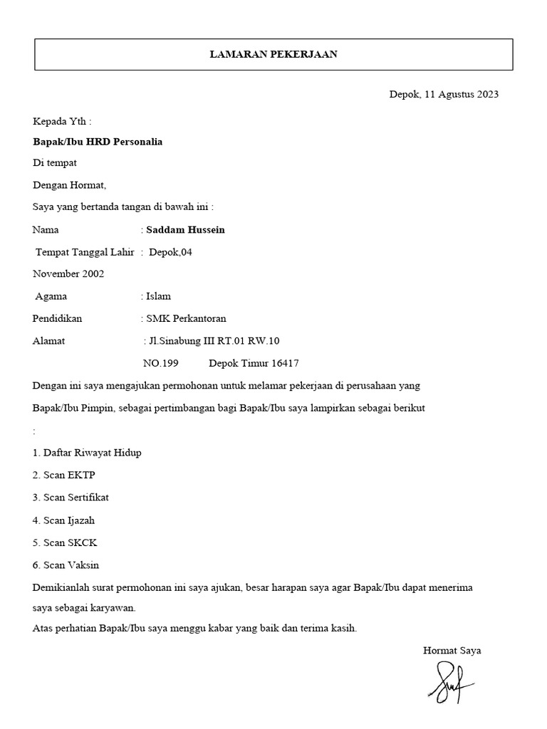 CV Dan Lamaran Poto | PDF