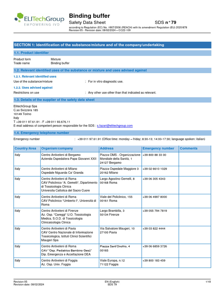 Binding Buffer Safety Data Sheet SDS 79 | PDF | Workplace ...