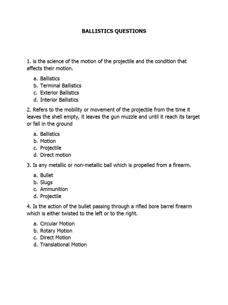 Criminalistics 3 Ballistics Questions | PDF | Firearms | Gun Barrel