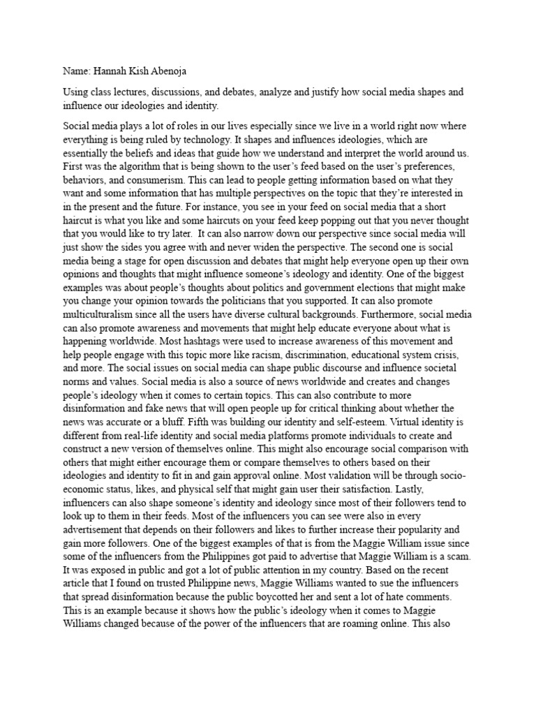 Reflection Assignment 2 Pdf Social Media Popular Culture Media