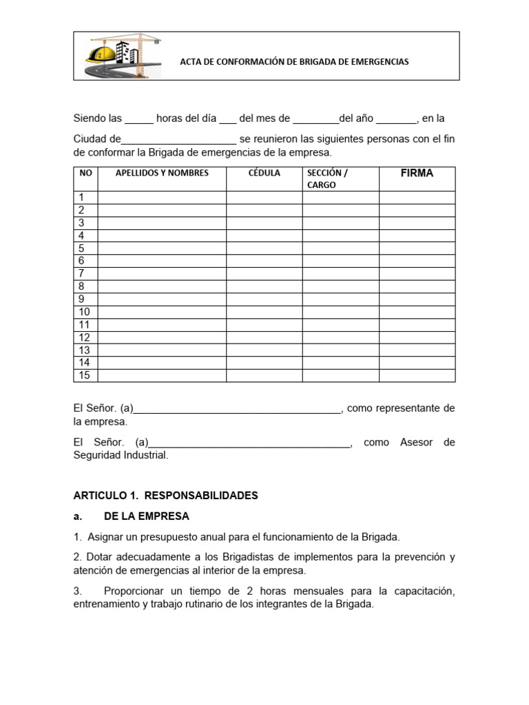 Conformación Brigada de Emergencia | PDF | Business