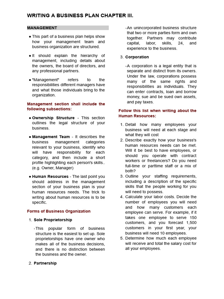 Business Plan Management Guide | PDF | Employment | Human Resources