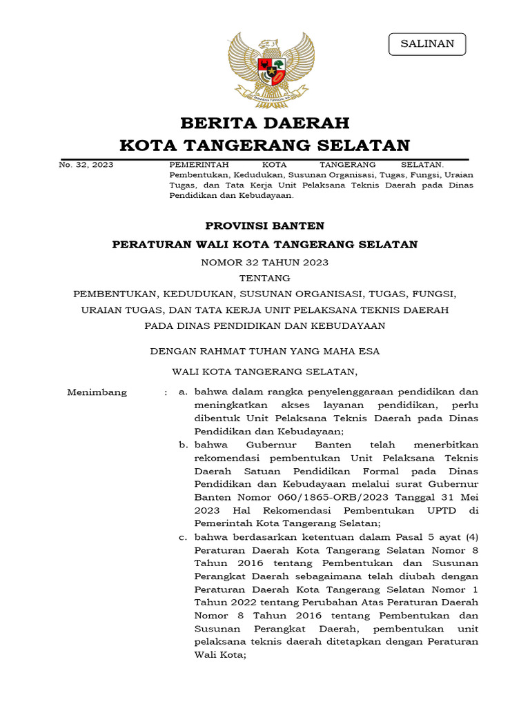 Perwal 32 Tahun 2023 | PDF