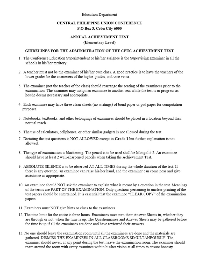 CPUC AT Guidelines On The Administration | PDF