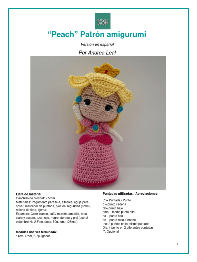 Andrea Leal Snuggle Badi funko Mario Bross Princesa peach | PDF ...