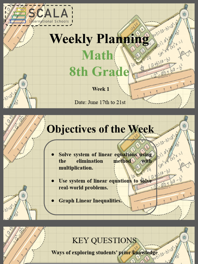 Week1 - Math 8th Grade | PDF | Equations | Applied Mathematics
