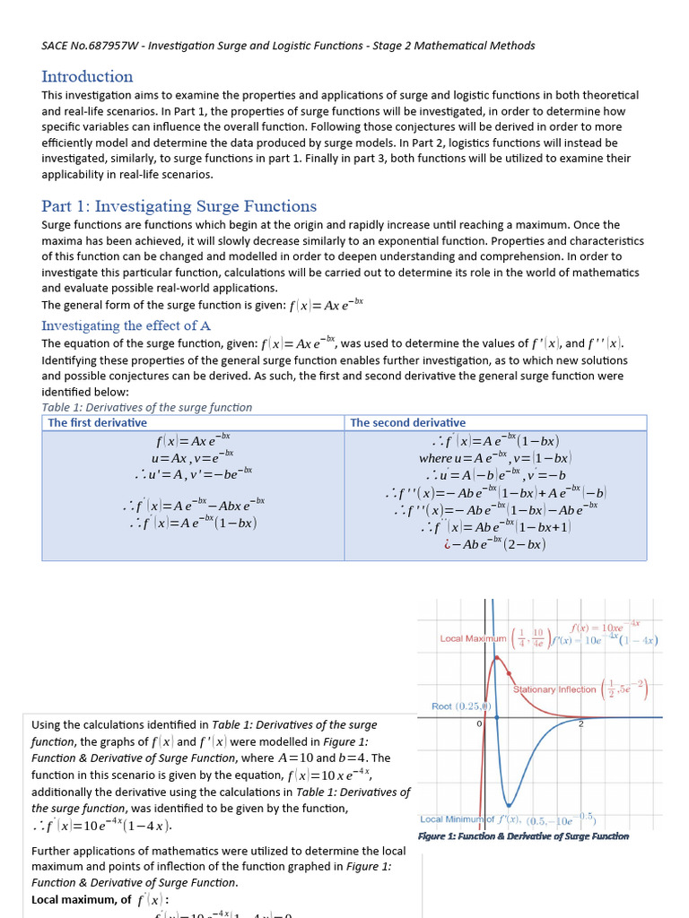 Surge & Logistic Functions Analysis | PDF | Logistic Function ...