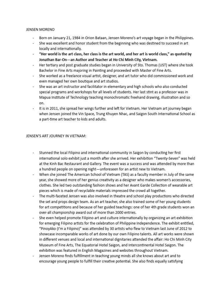 Jensen Moreno | PDF | Ho Chi Minh City | Liberal Arts Education