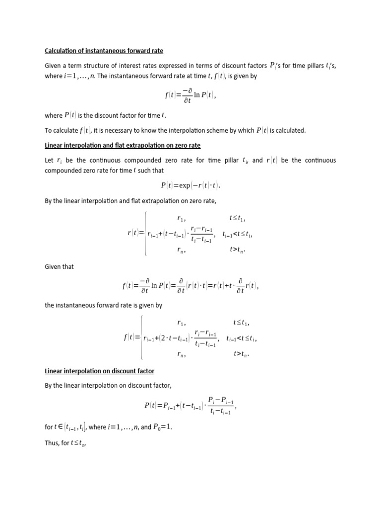 Instantaneous Forward Rate Guide | PDF | Numerical Analysis | Interest
