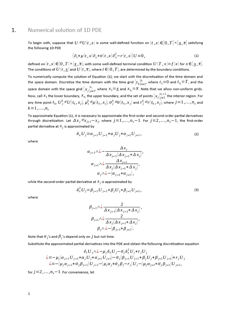 Numerical Solutions for 1D and 2D PDEs | PDF | Partial Differential ...