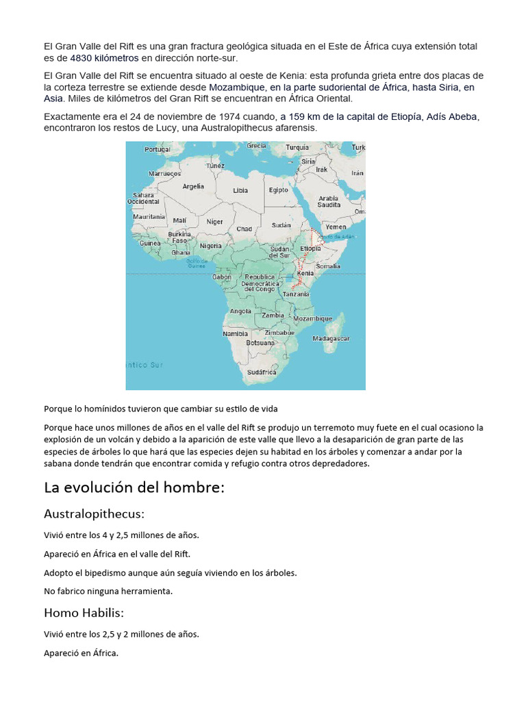 El Gran Valle del Rift es una gran | PDF | Homo | pleistoceno