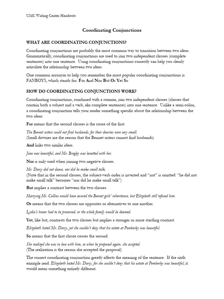 Understanding Coordinating Conjunctions | PDF | Semantic Units | Syntax
