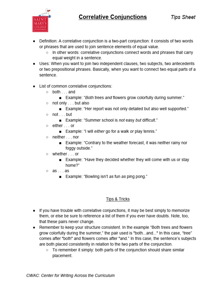 Correlative Conjunctions | PDF | Syntactic Relationships | Semantics