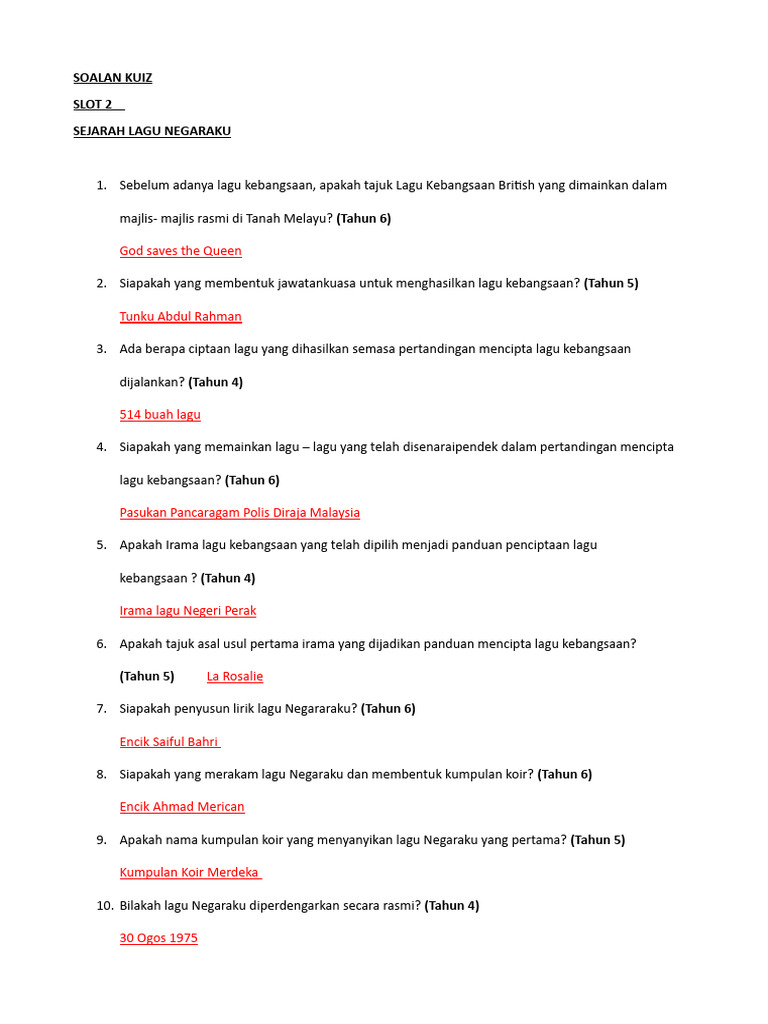 SOALAN KUIZ Slot 2 | PDF
