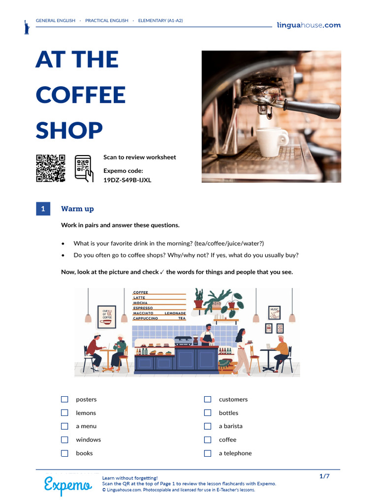 013 at The Coffee Shop American English Student Ver2 | PDF | Drink | Juice