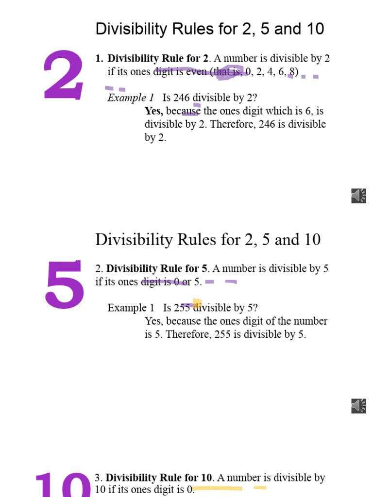 Divisibility Rules For 2, 5 and 10 | PDF | Mathematics | Number Theory