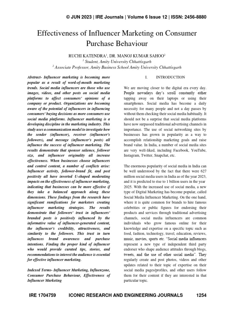 Rrl Only 1 Effectiveness Of Soc Med Influencer In Consumer Behavior Pdf Popular Culture