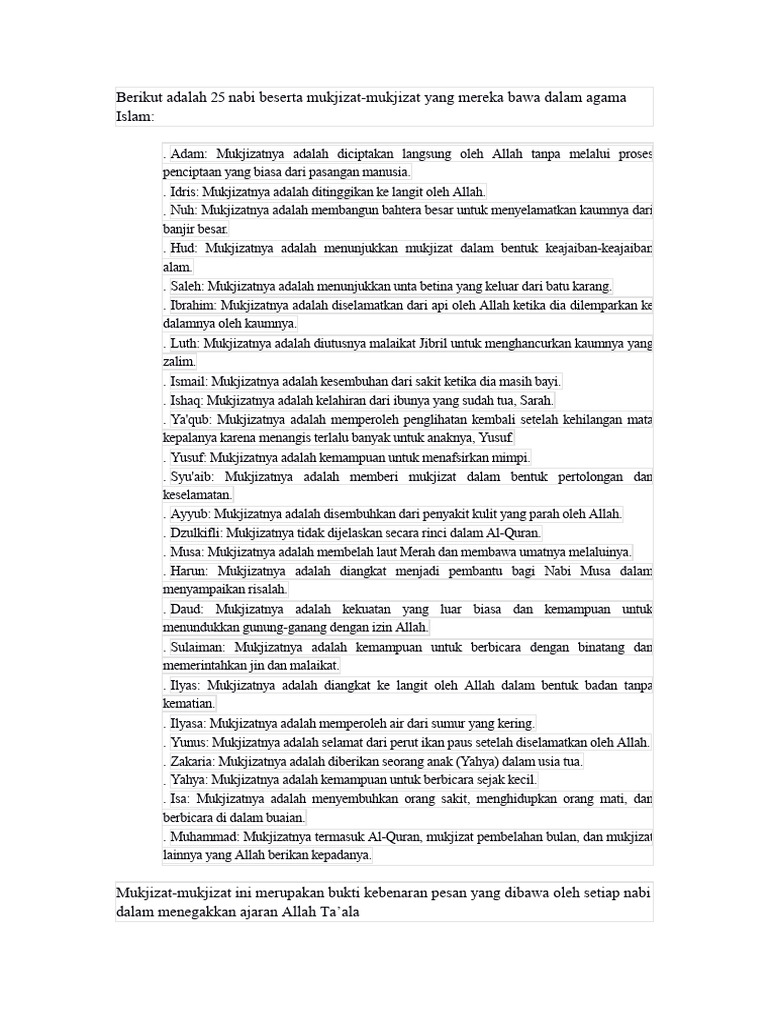 Mukjizat 25 Nabi by Miss Maysan 1 | PDF