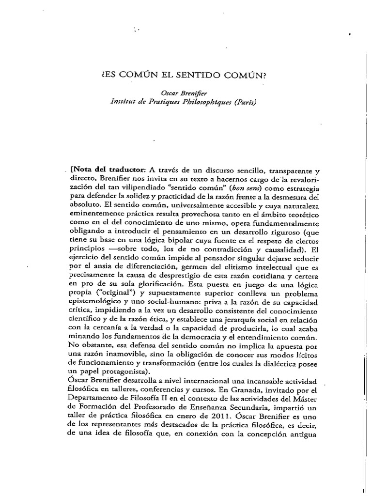 Es Comun El Sentido Comun 1 | PDF