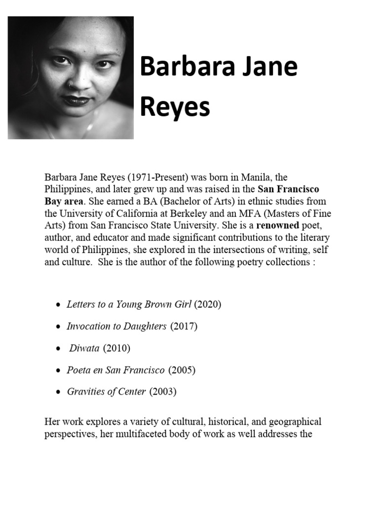 Barbara Jane Reyes: Poet and Educator | PDF