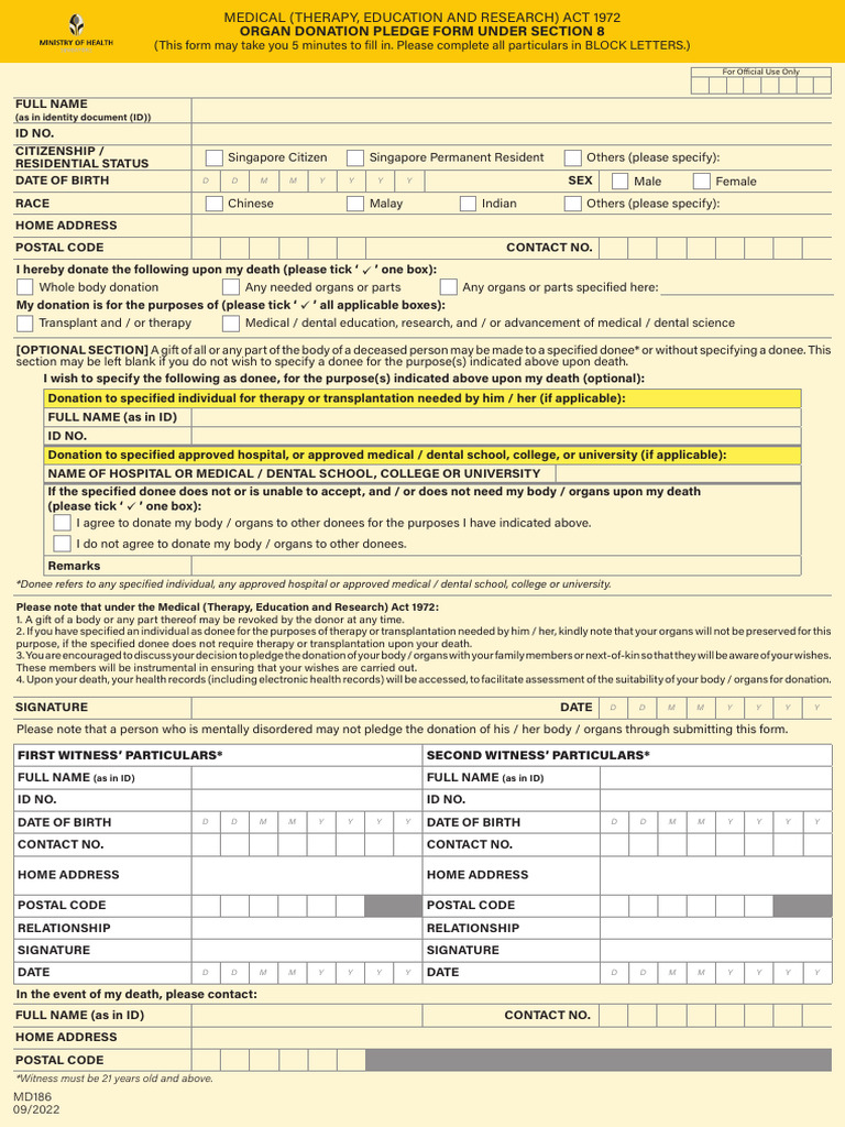 Organ Donation Pledge Form SG | PDF | Organ Donation | Organ ...