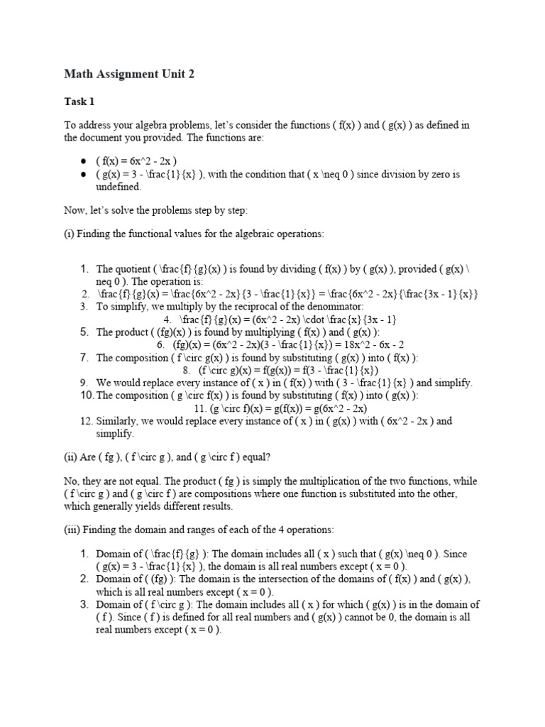 Math Assignment Unit 2 | PDF | Function (Mathematics) | Mathematics
