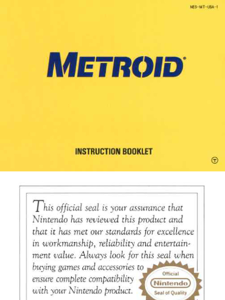 Metroid NES Manual | PDF