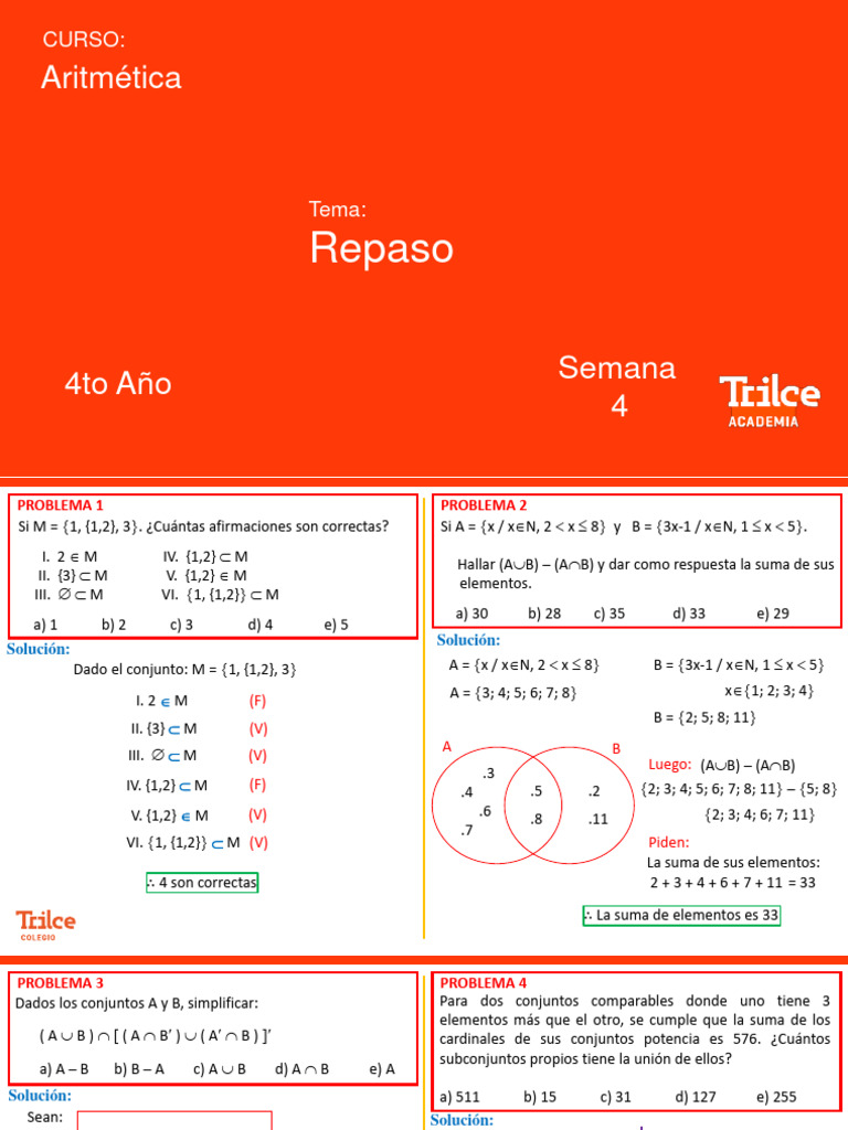A - 4to Año - Semana 4 (Repaso) | PDF | Métodos y materiales de enseñanza