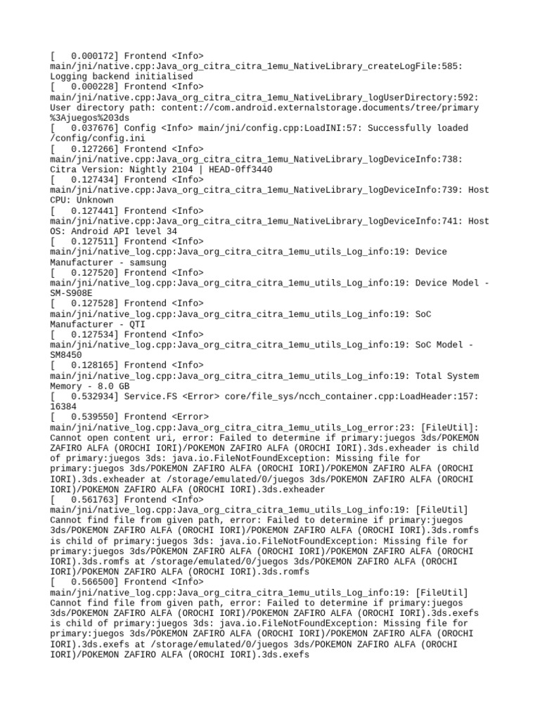 Citra Android Log Analysis | PDF | System Software | Computer Architecture