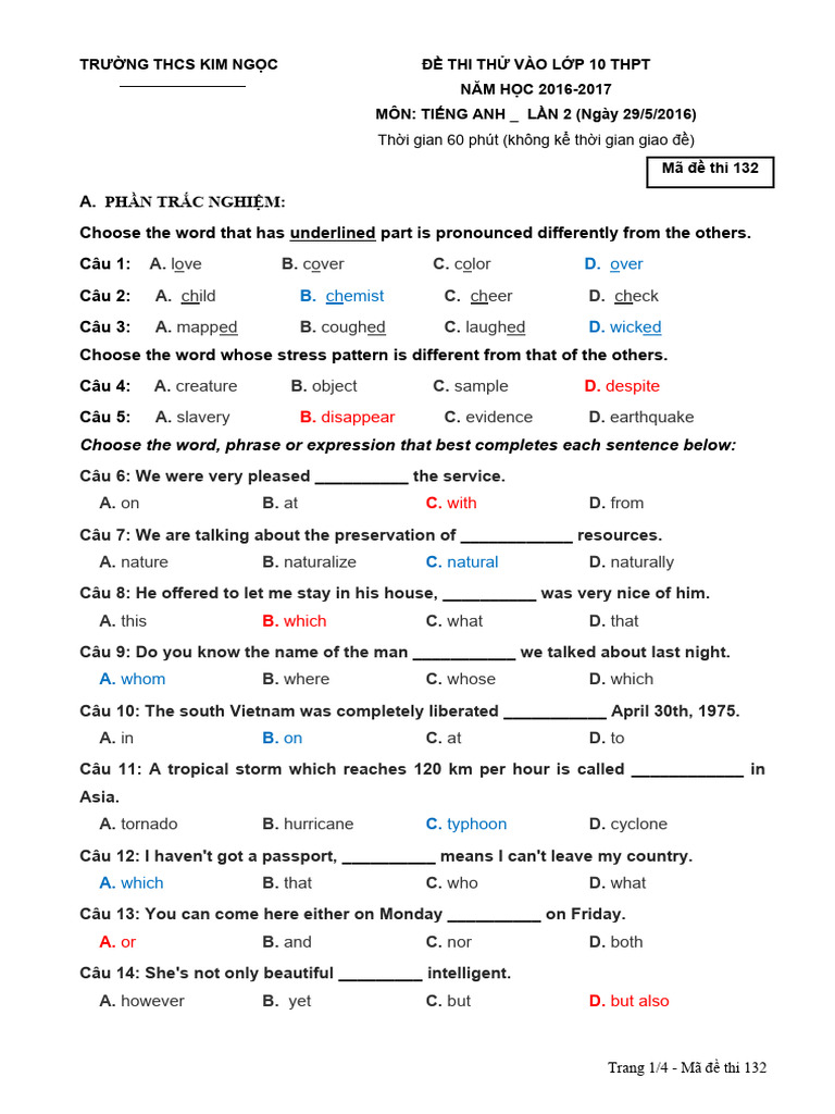 De Thi Thu Vao Lop 10 THPT | PDF | Recycling | Paper