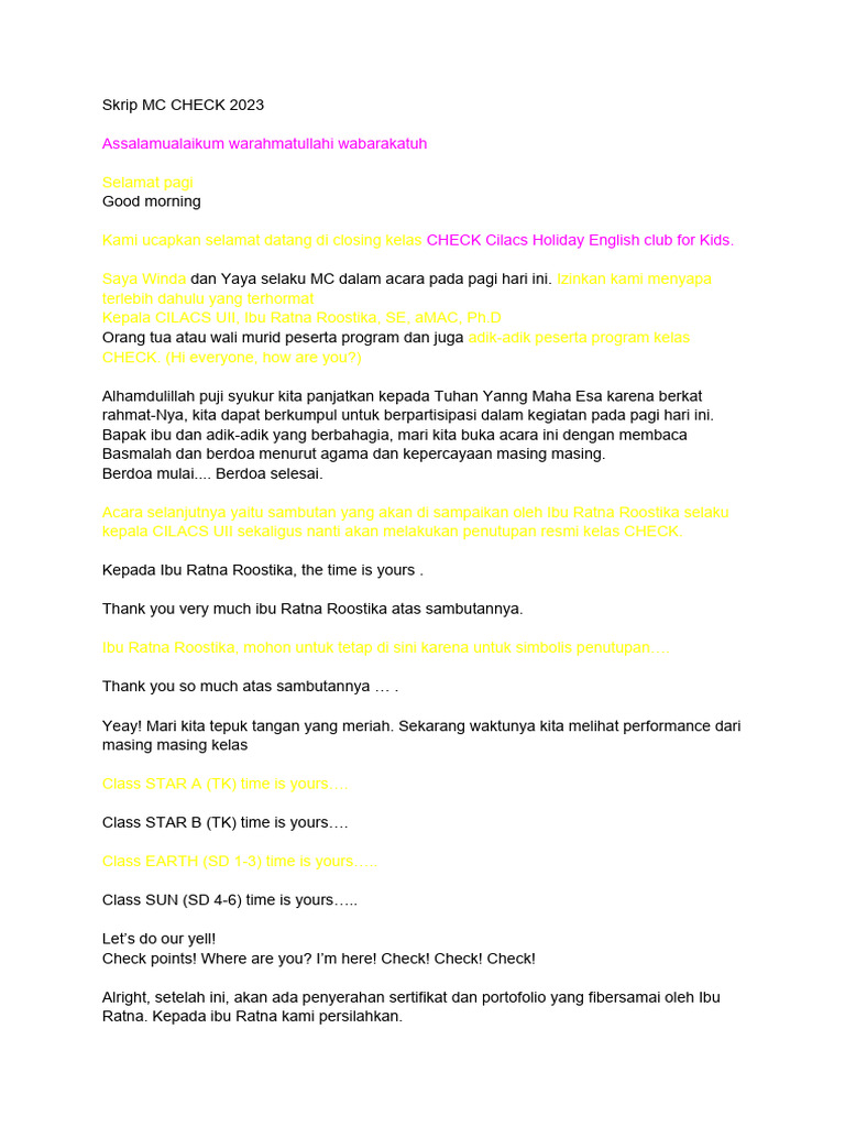 Script MC Check 2023 | PDF