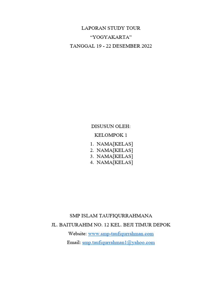 CONTOH File LAPORAN STUDY TOUR 2024 | PDF | Perjalanan