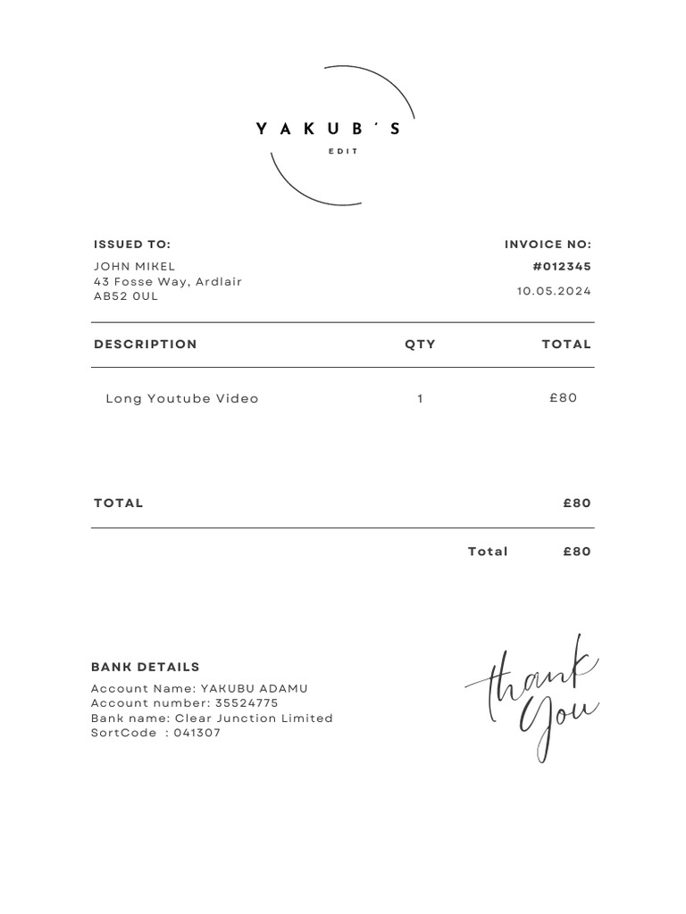 White Simple Minimalist Business Invoice | PDF