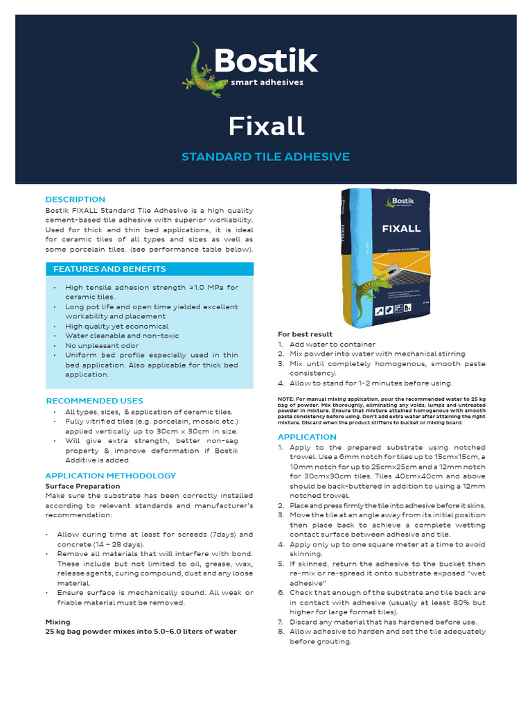 2 Bostik Fixall Tds Fa Rev1 | PDF | Adhesive | Tile