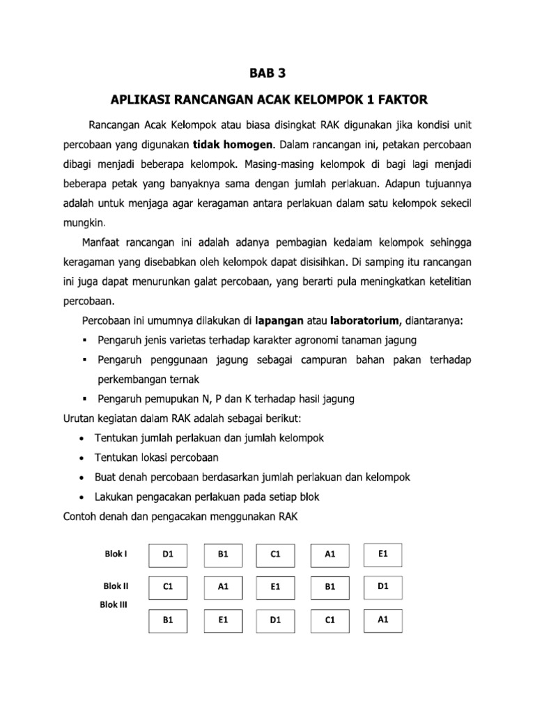 2 Rancangan Acak Kelompok (RAK) 1 Faktor | PDF