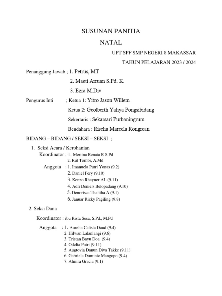 Susunan Panitia | PDF