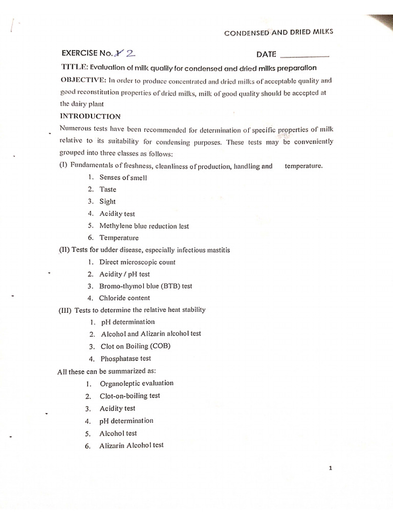 Condensed Milk Practical.2 | PDF