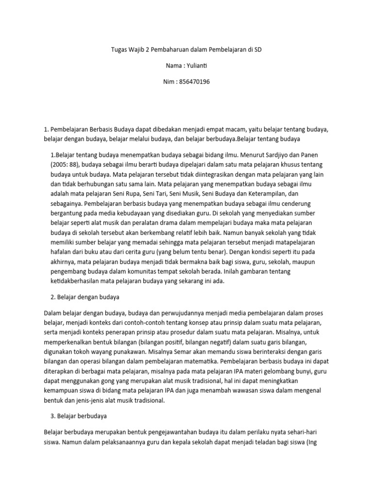 Tugas 2 Pembaharuan Dalam Pembelajaran Di SD | PDF | Kesehatan Holistik