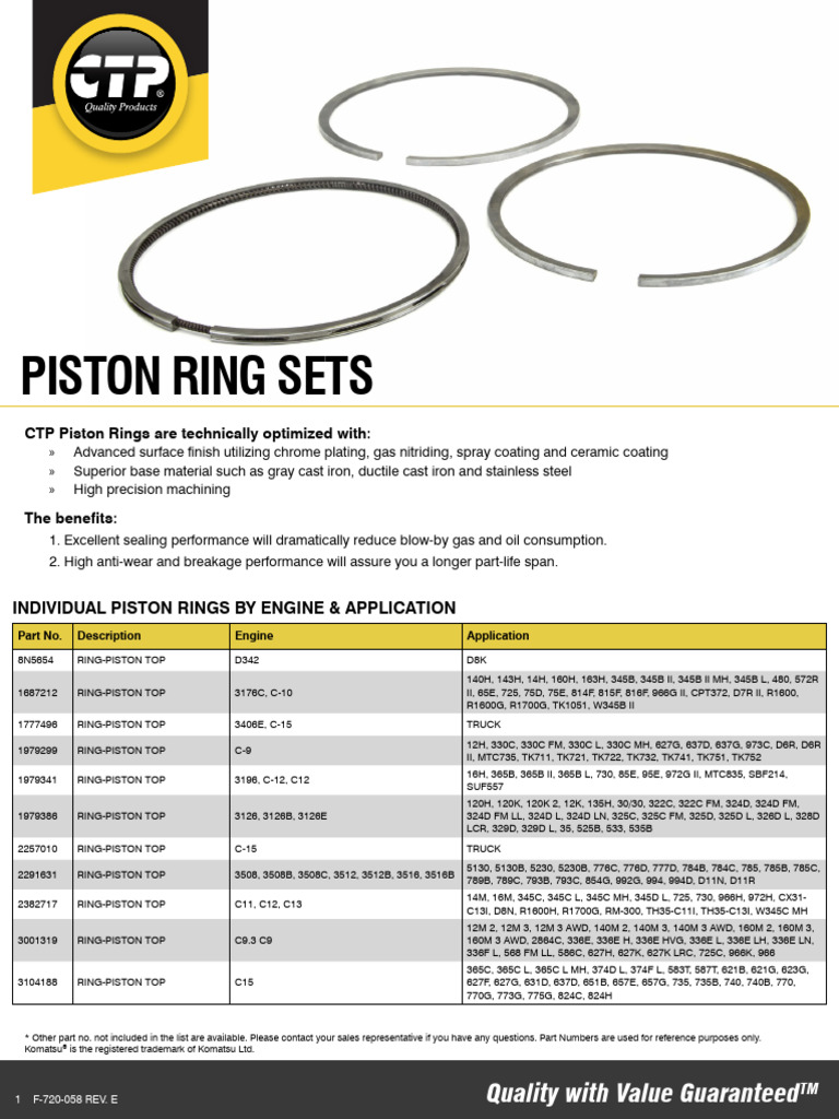 F 720 058 Rev. E Piston Ring Sets | PDF | Vehicle Parts | Materials