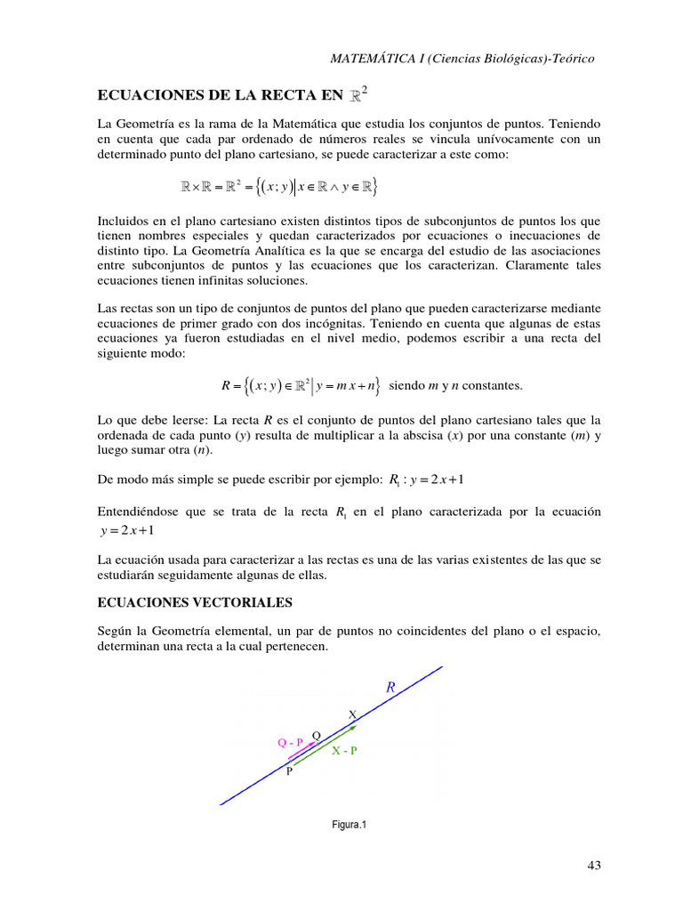 Teórico 2b Ecuaciones de La Recta R2 2022 | PDF | Línea (geometría) | Ecuaciones