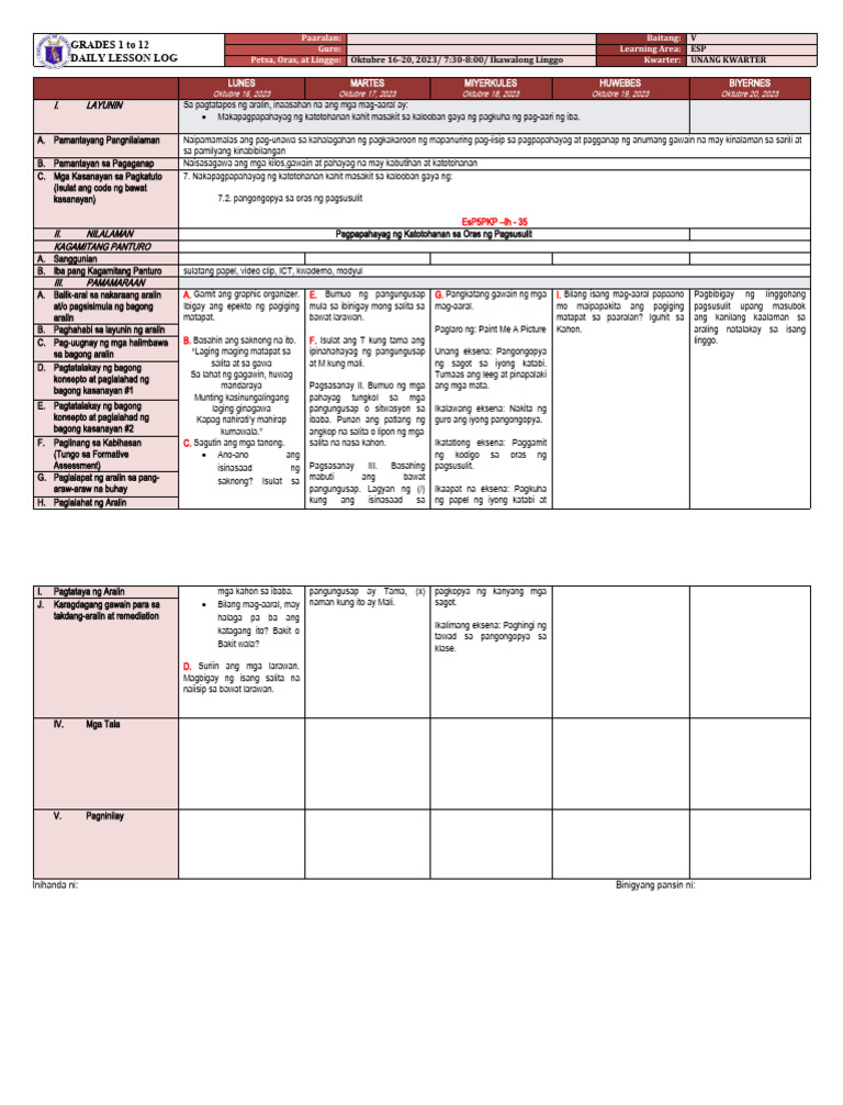 ESP DLL Q1 W8-No | PDF