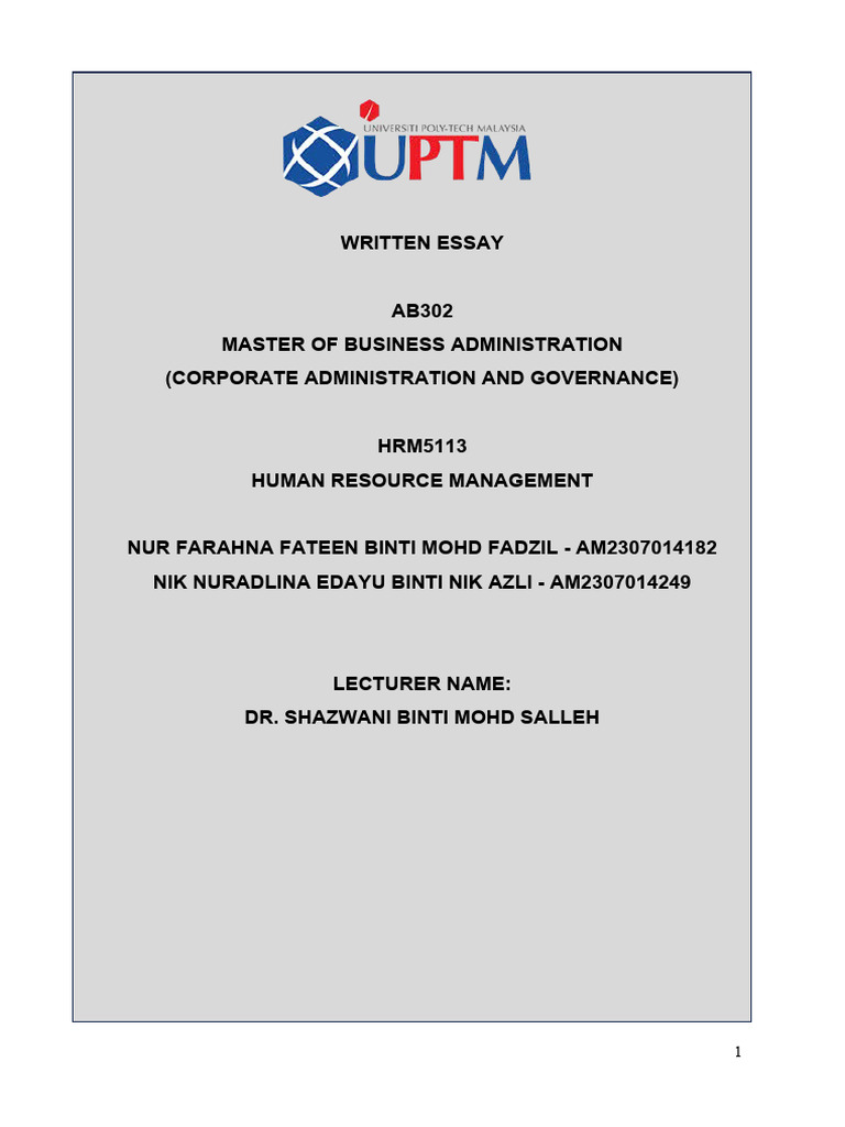 Written Essay HRM Assignment | PDF | Employment | Performance Appraisal