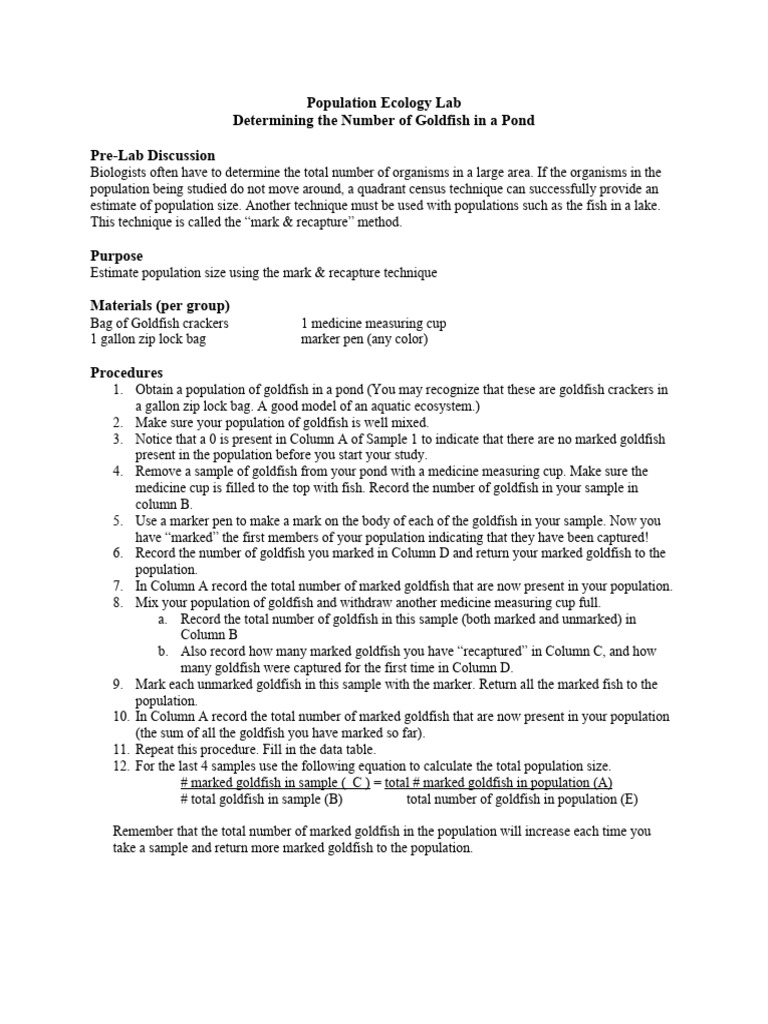 10 S Population Ecology Lab | PDF | Population | Applied Mathematics