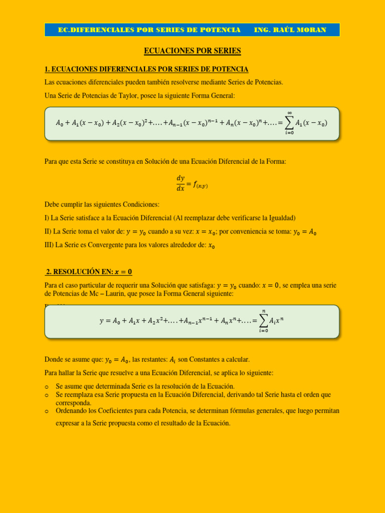 1-Ecuaciones Dif - Por Series Ing. Moran | Descargar gratis PDF ...