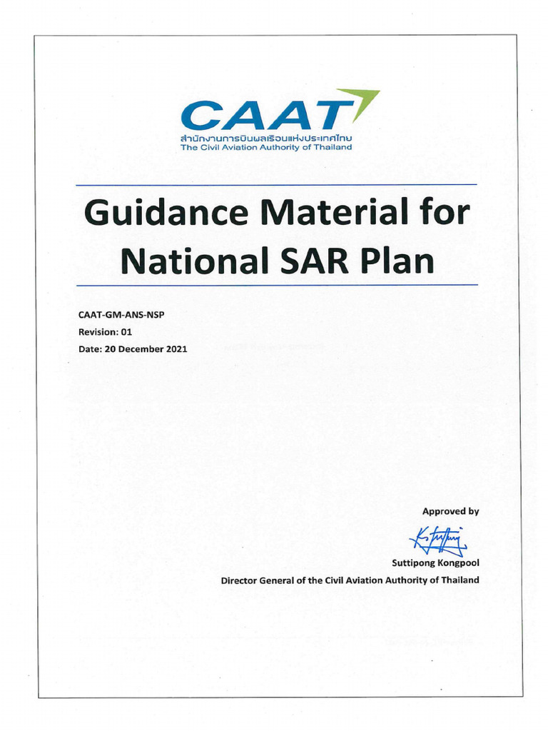 CAAT GM ANS NSP Guidance Material For National SAR Plan R01 201221 | PDF | Search And Rescue