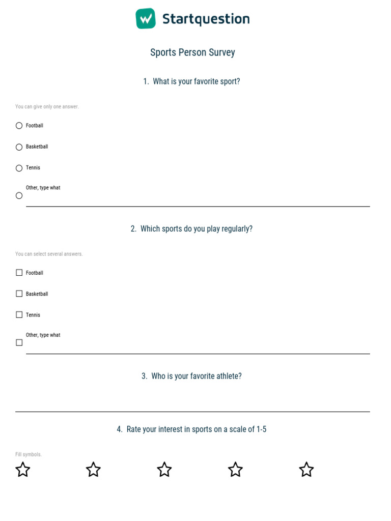 Questionnaire Sports Person Survey 1256550 1719023196 | PDF | Sports