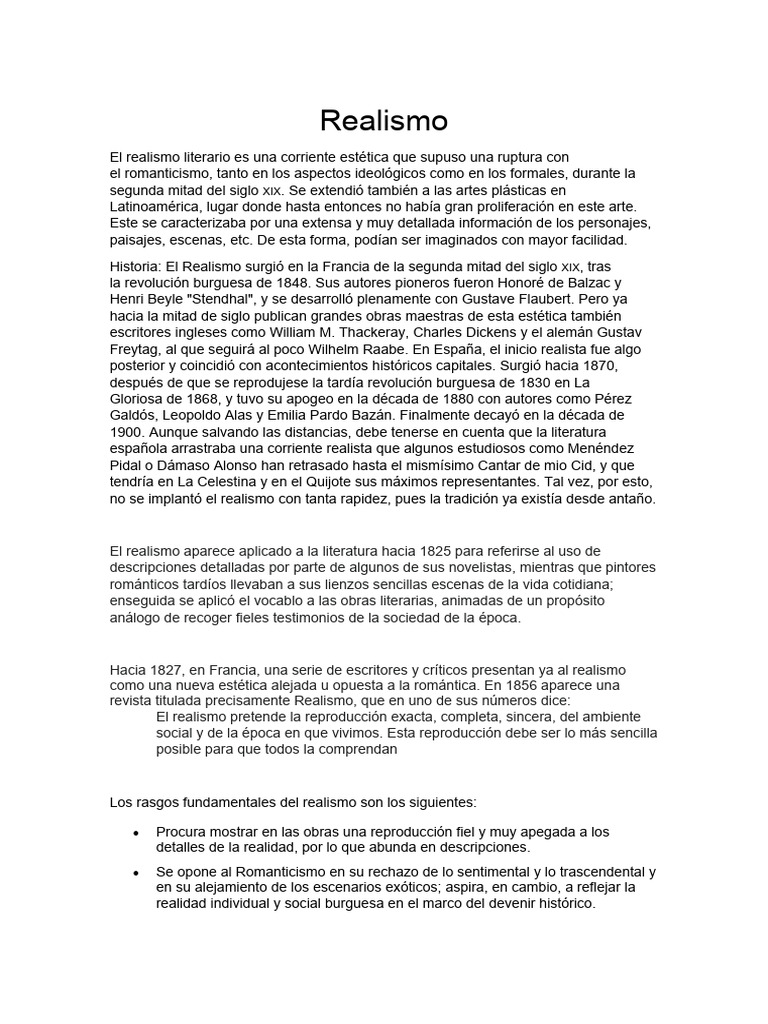 Realismo y Naturalismo | PDF | Realismo literario