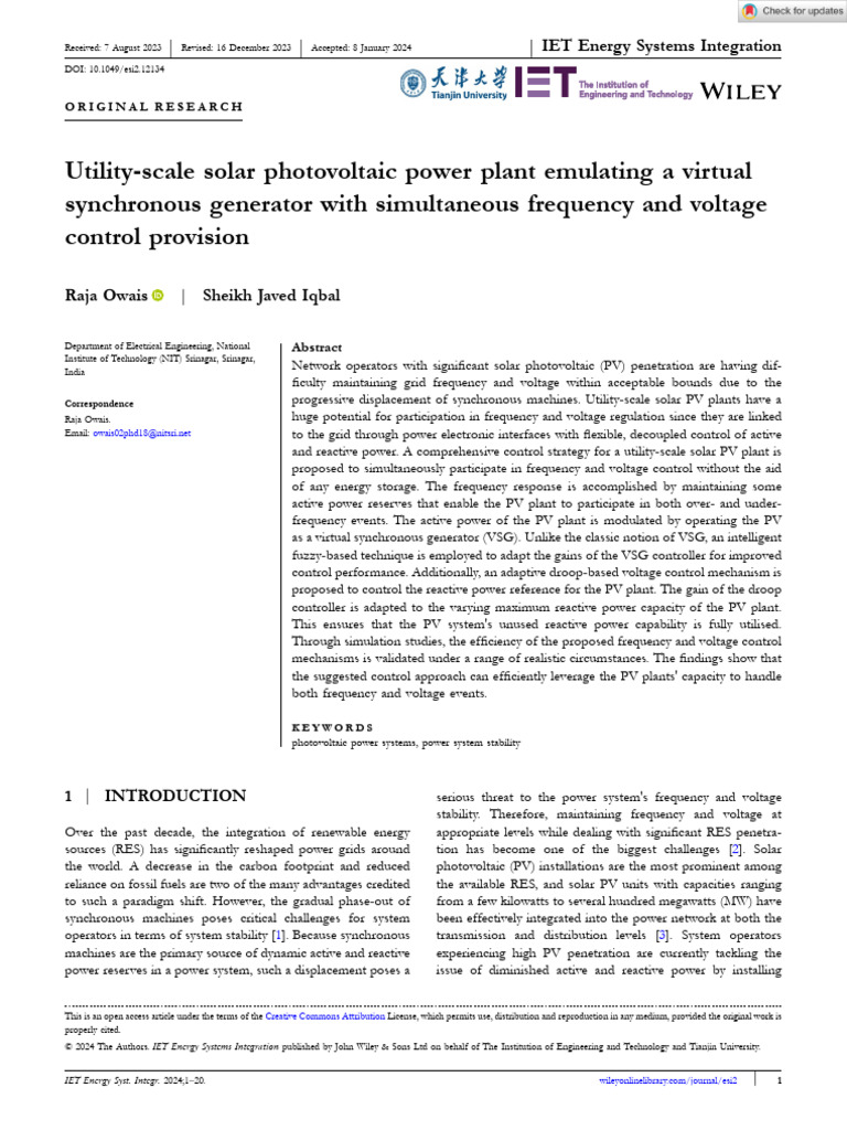 2024 Utility Scale Solar Photovoltaic Power Plant Emulating A Virtual ...