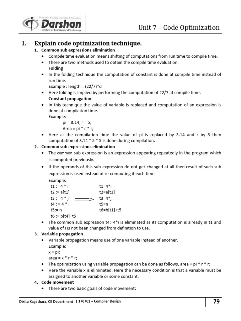 CD UNIT-VI Code Generation | PDF | Program Optimization | Compiler
