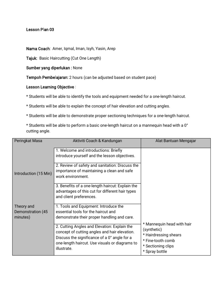 Lesson plan - GRO | PDF | Hairstyle | Cognition
